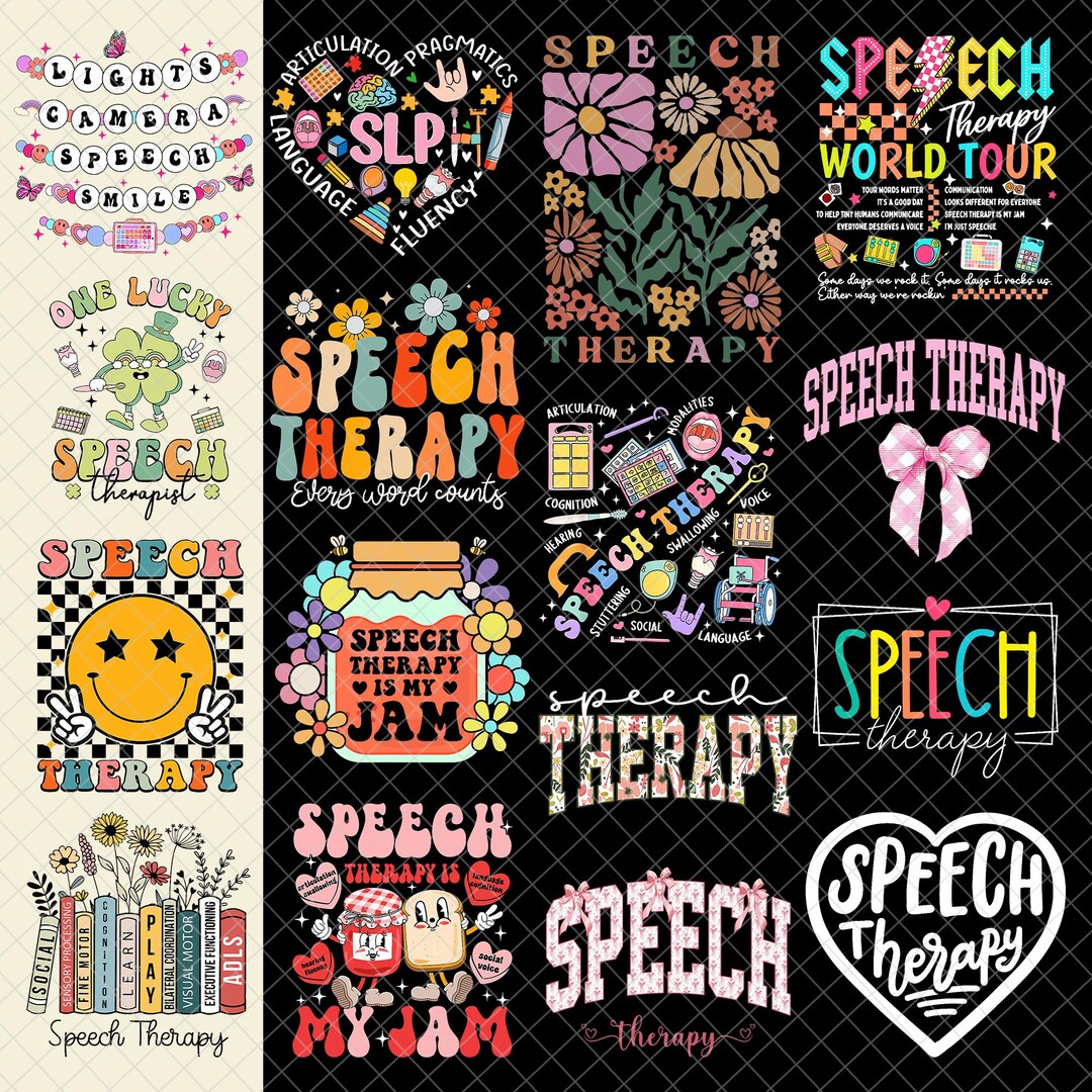 Speech Therapy PNG Bundle, Funny SLP Quotes Png, Retro Speech Therapist ...