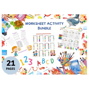 Bundle! Printable Matching Worksheets, Tracing Numbers, Shapes, Color ...