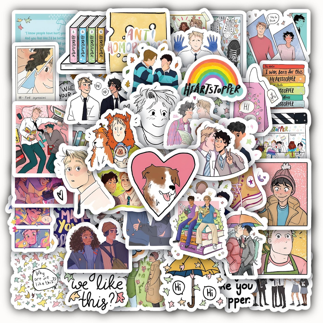 Heartstopper Sticker Sheet: 60pcs Vinyl Decals for Laptop, Water Bottle ...