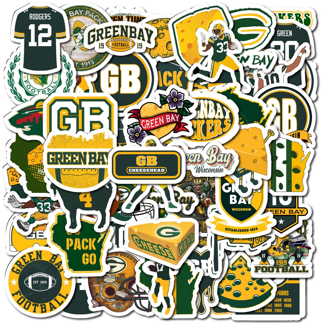 60PCS Green Bay Packers Waterproof Vinyl Stickers – NFL Football Team ...