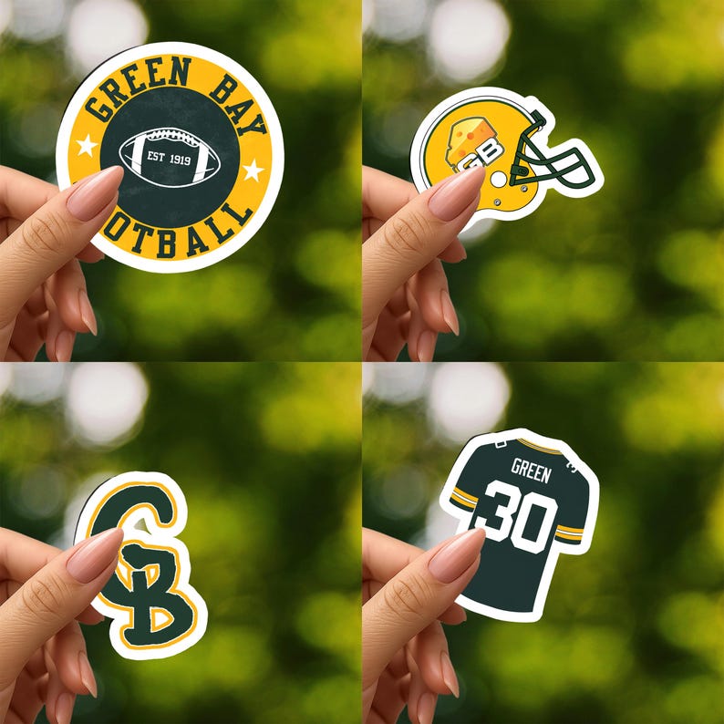 60PCS Green Bay Packers Waterproof Vinyl Stickers – NFL Football Team ...
