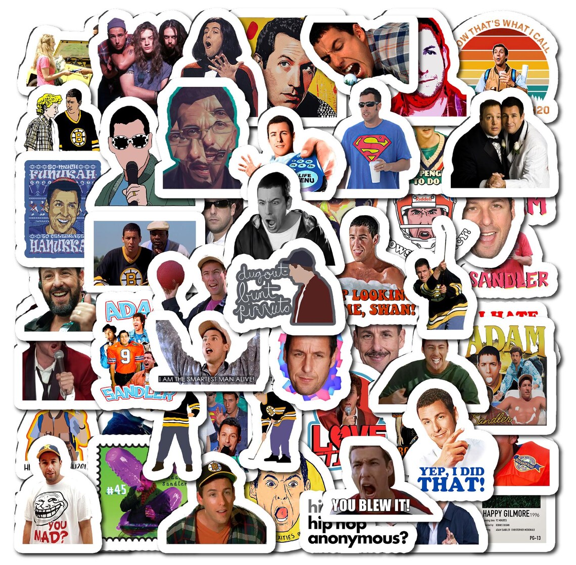 60pcs Adam Graffiti Sandler Stickers Cartoon Waterproof Vinyl Decals ...