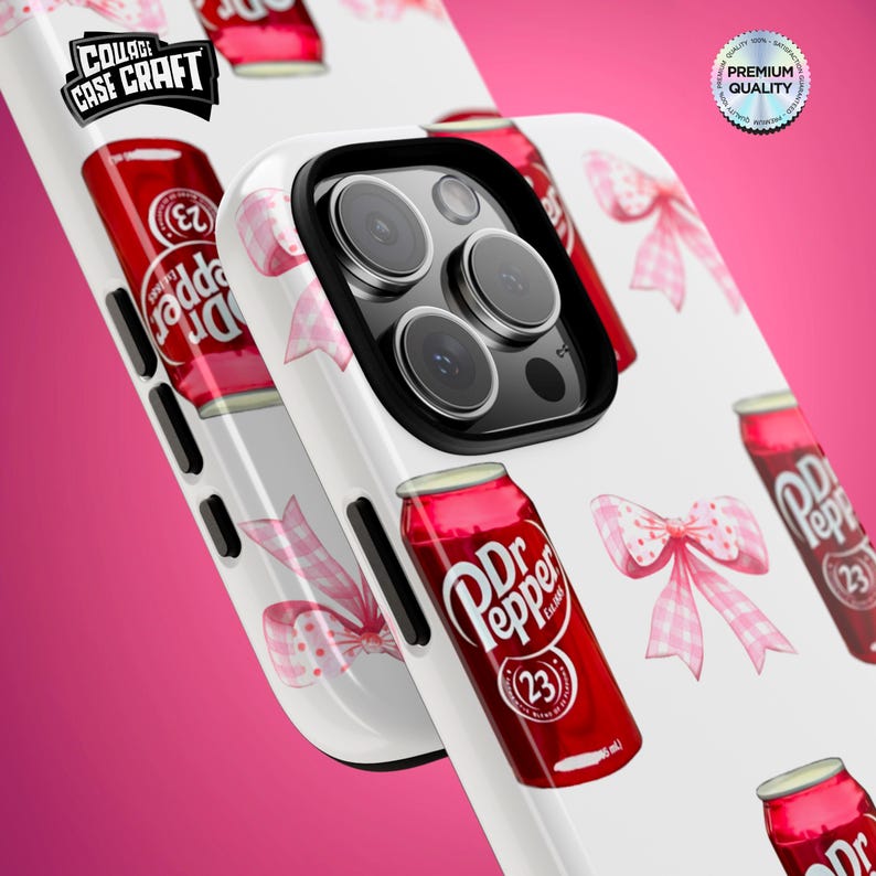 Pink Bow Coquette Dr Pepper Phone Case, Cute and Stylish Soda-inspired ...