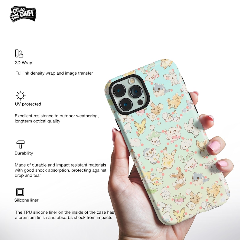Poke Anime Manga Phone Case, Kawaii Monster Aesthetic, Japanese Style ...