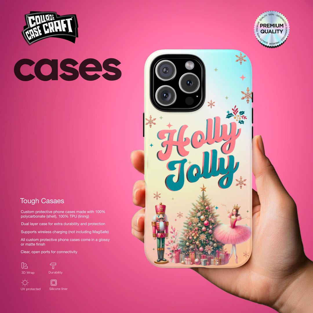 Holly Jolly Nutcracker Christmas Phone Case, Festive Holiday Phone ...