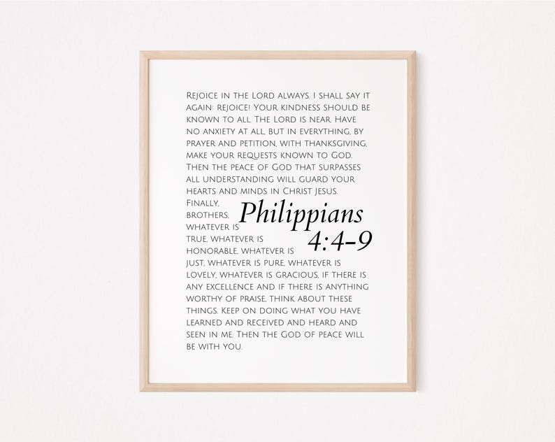 Philippians 4:4-9 Wall Art Minimalist Christian Scripture Bible Verse ...