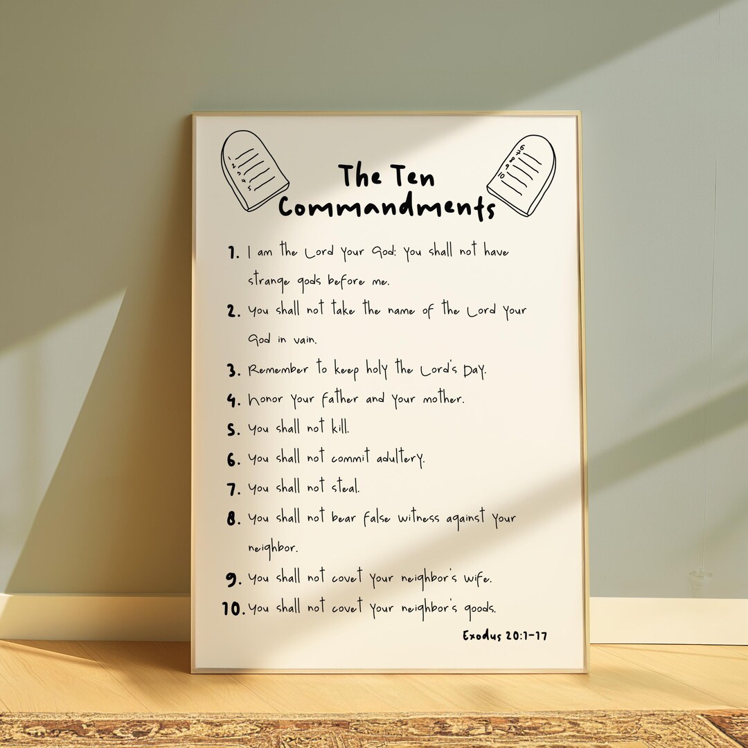 The Ten Commandments Wall Art Fun Religious Art Poster Christian ...