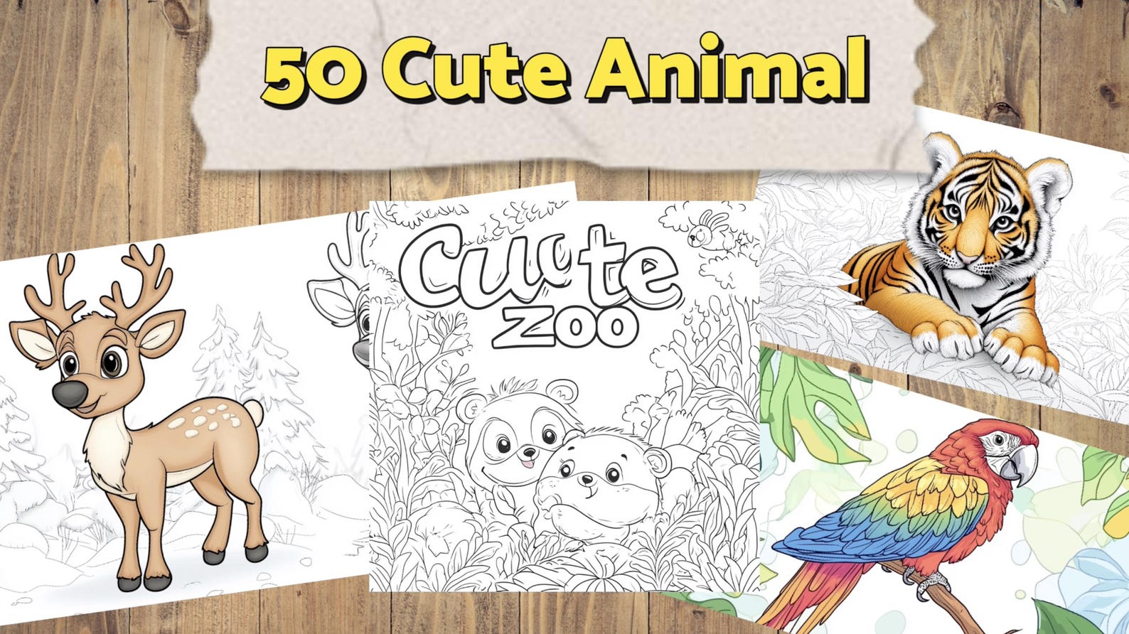 50 Cute Animal Coloring Page - Etsy