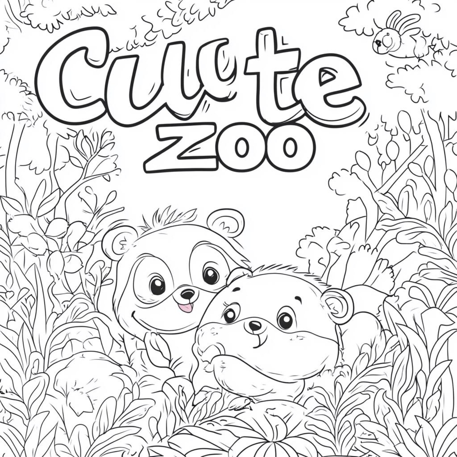 50 Cute Animal Coloring Page - Etsy