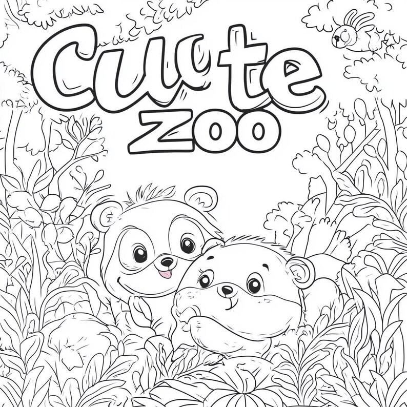 50 Cute Animal Coloring Page - Etsy