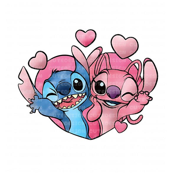 Stitch and Angel Hugging - Etsy