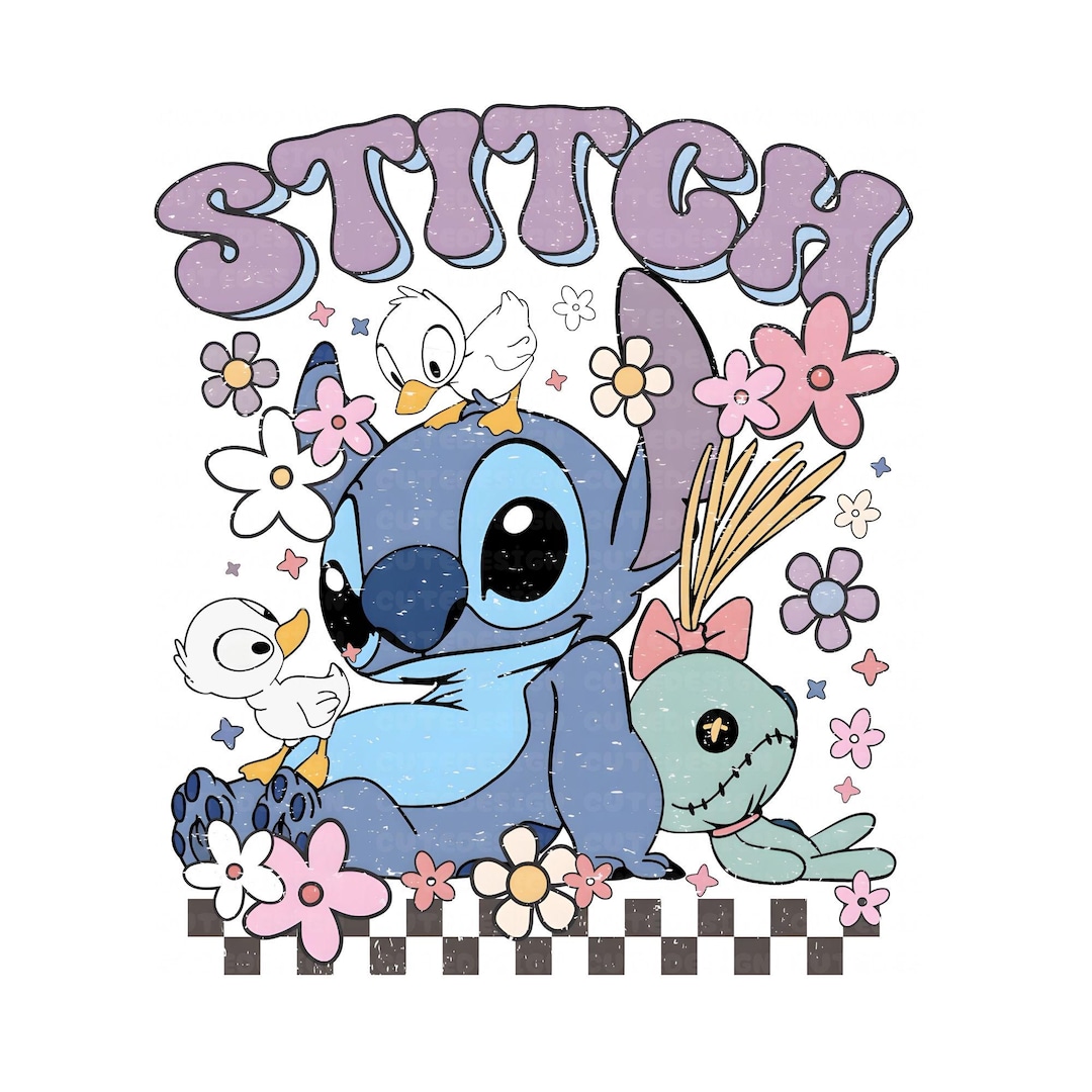 Lilo and Stitch 2025 Png,stitch Scrump Spring PNG, Retro Stitch Easter ...