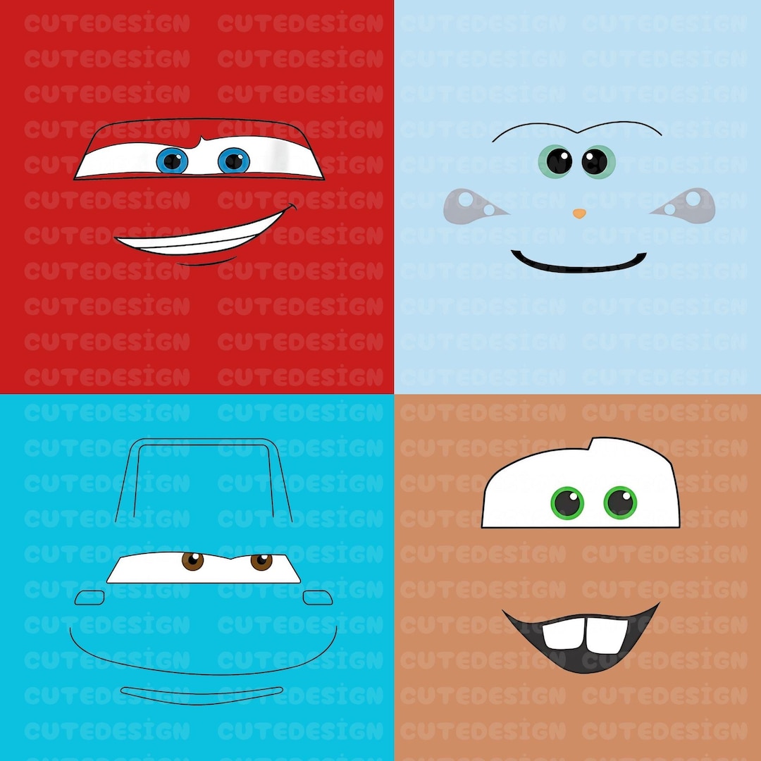 Cars Faces SVG Cliparts Bundle, Cars Tshirt Design Cartoon Cliparts ...