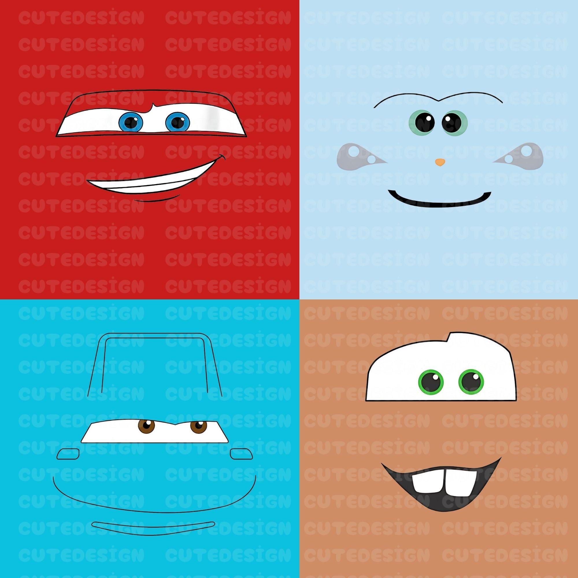 Cars Faces SVG Cliparts Bundle, Cars Tshirt Design Cartoon Cliparts ...