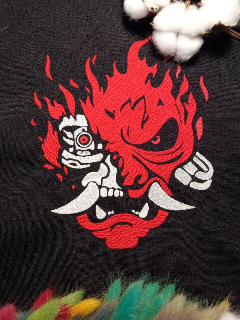 Samurai Oni Patch – Cyberpunk Demon Embroidery - Etsy