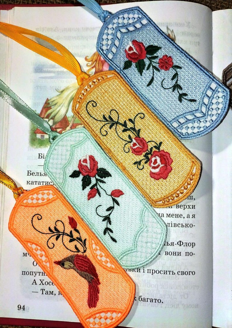 Floral Bookmark Machine Embroidery Design (digital Instant) - Etsy