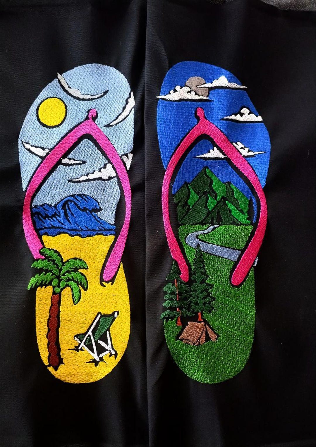 Flip Flop Landscape Machine Embroidery Design – Beach and Mountain ...