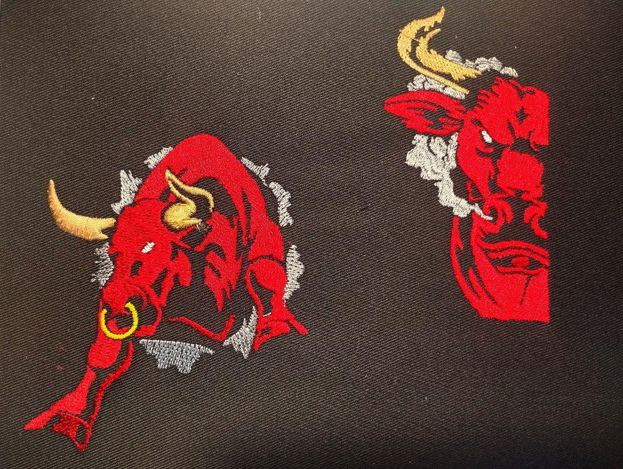 Fierce Red Bull Embroidery Design – Powerful Animal Machine Embroidery ...