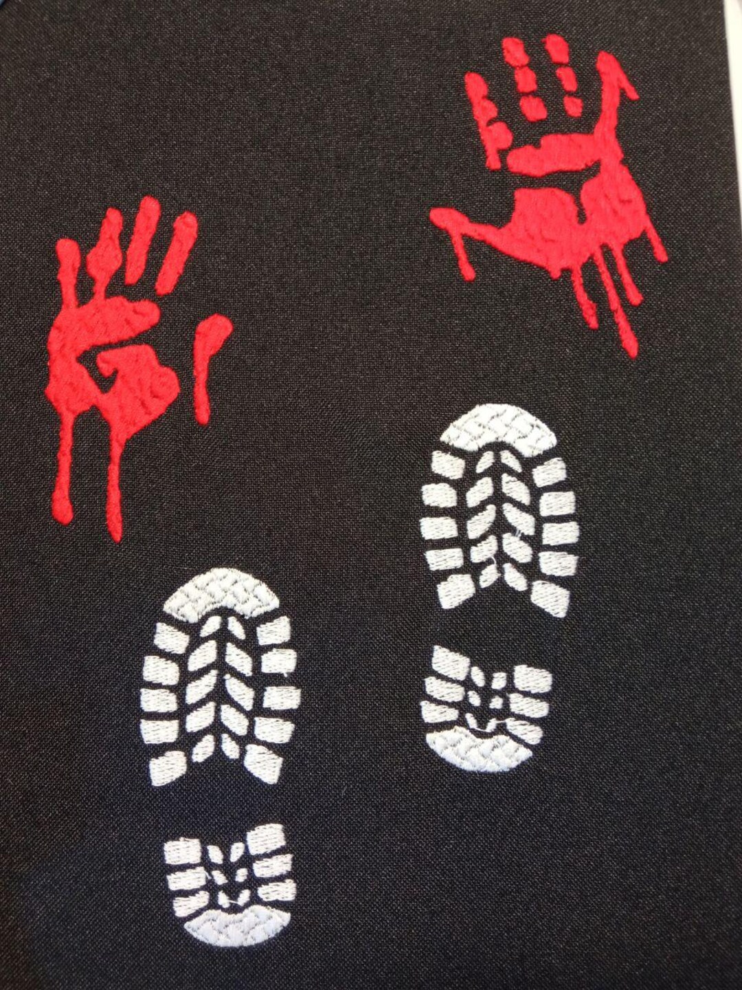 Bloody Handprints and Footprints Embroidery Design Horror Themed ...