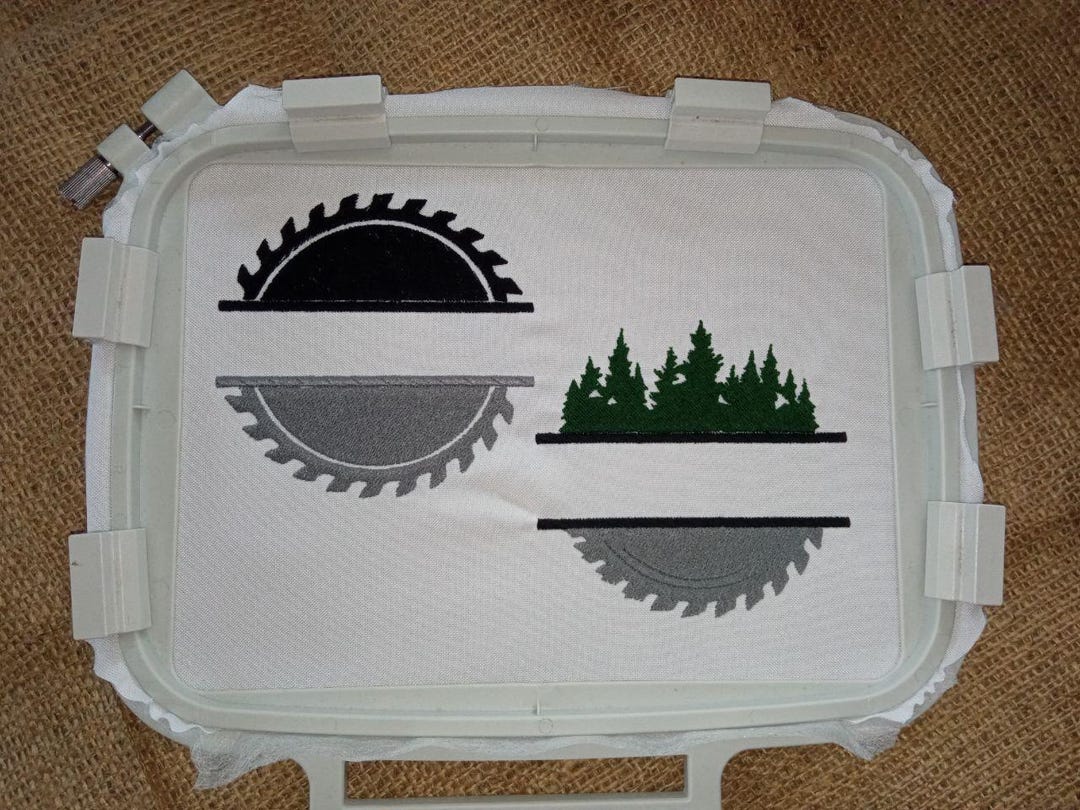 Saw Blade and Forest Machine Embroidery Design – Woodworking Logo – DIY ...