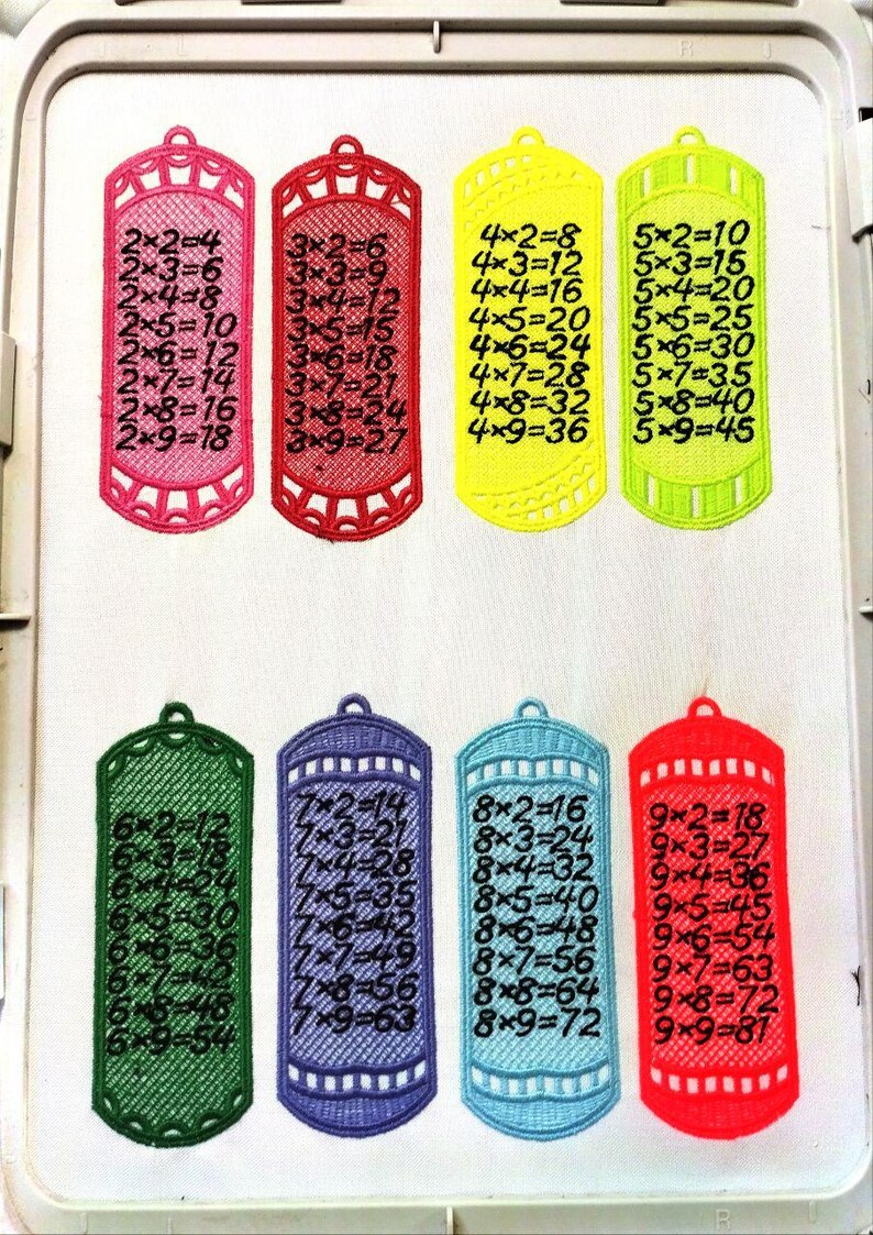 Multiplication Bookmarks Machine Embroidery Design (digital Instant) - Etsy