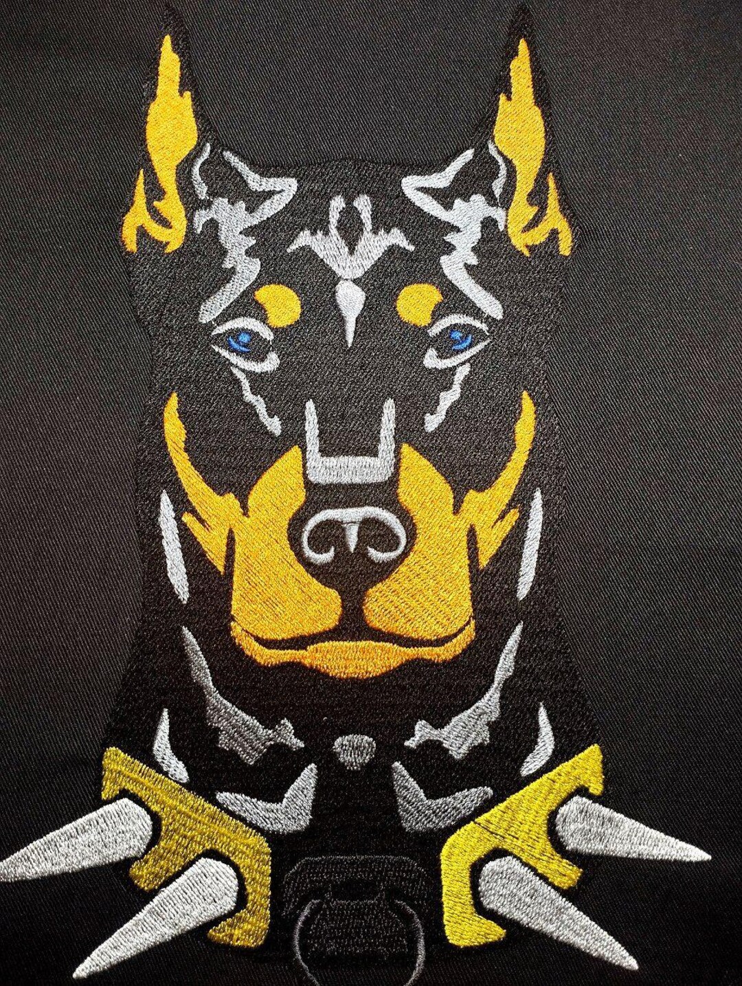 Doberman Machine Embroidery Design for Dark Fabrics - Digital Download ...