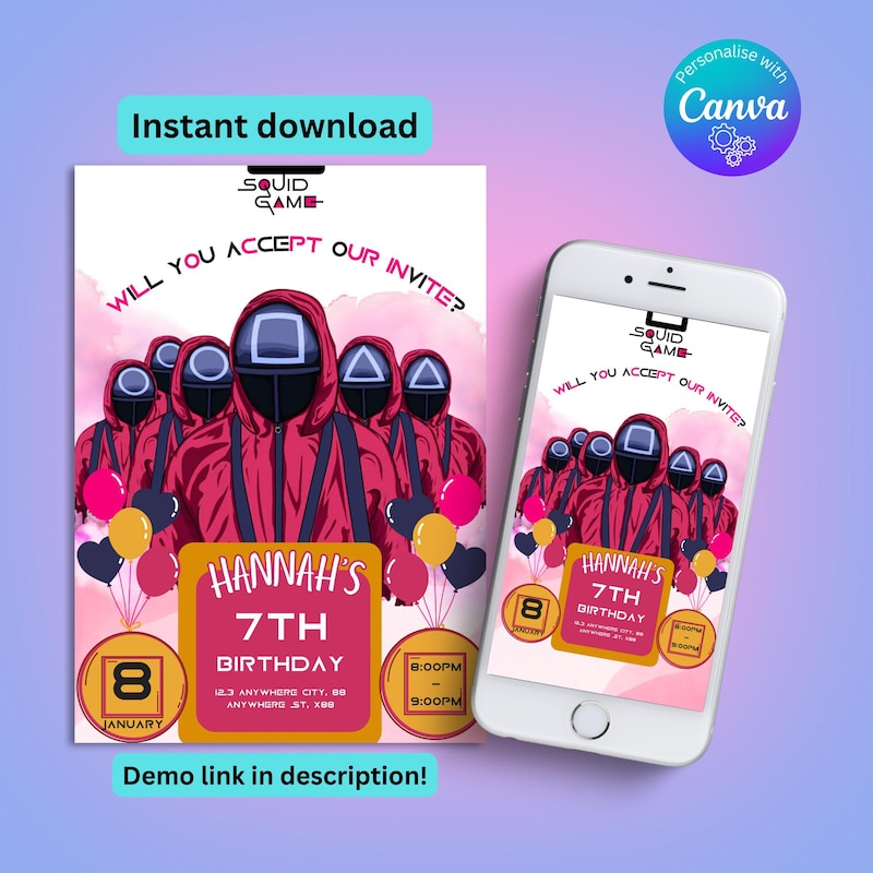 Squidgame Party Invitations - Etsy