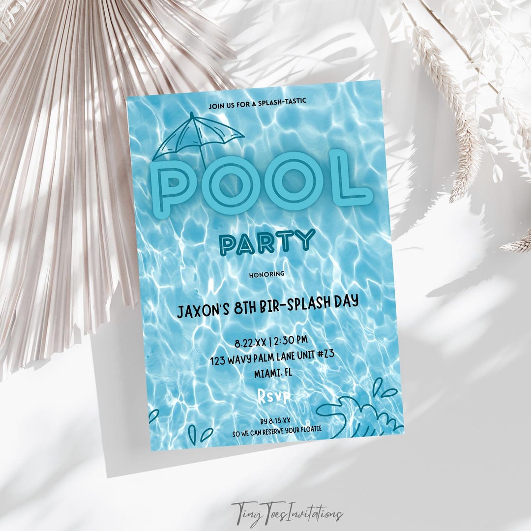 Pool Party Invitation, Text Invitation, iPhone Invitation, Bday Evite ...