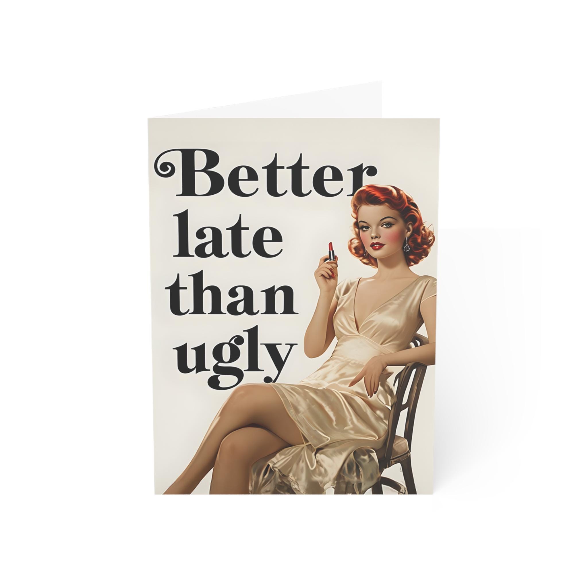 Retro Greeting Cards Set better Late Than Ugly Funny Card Collection ...