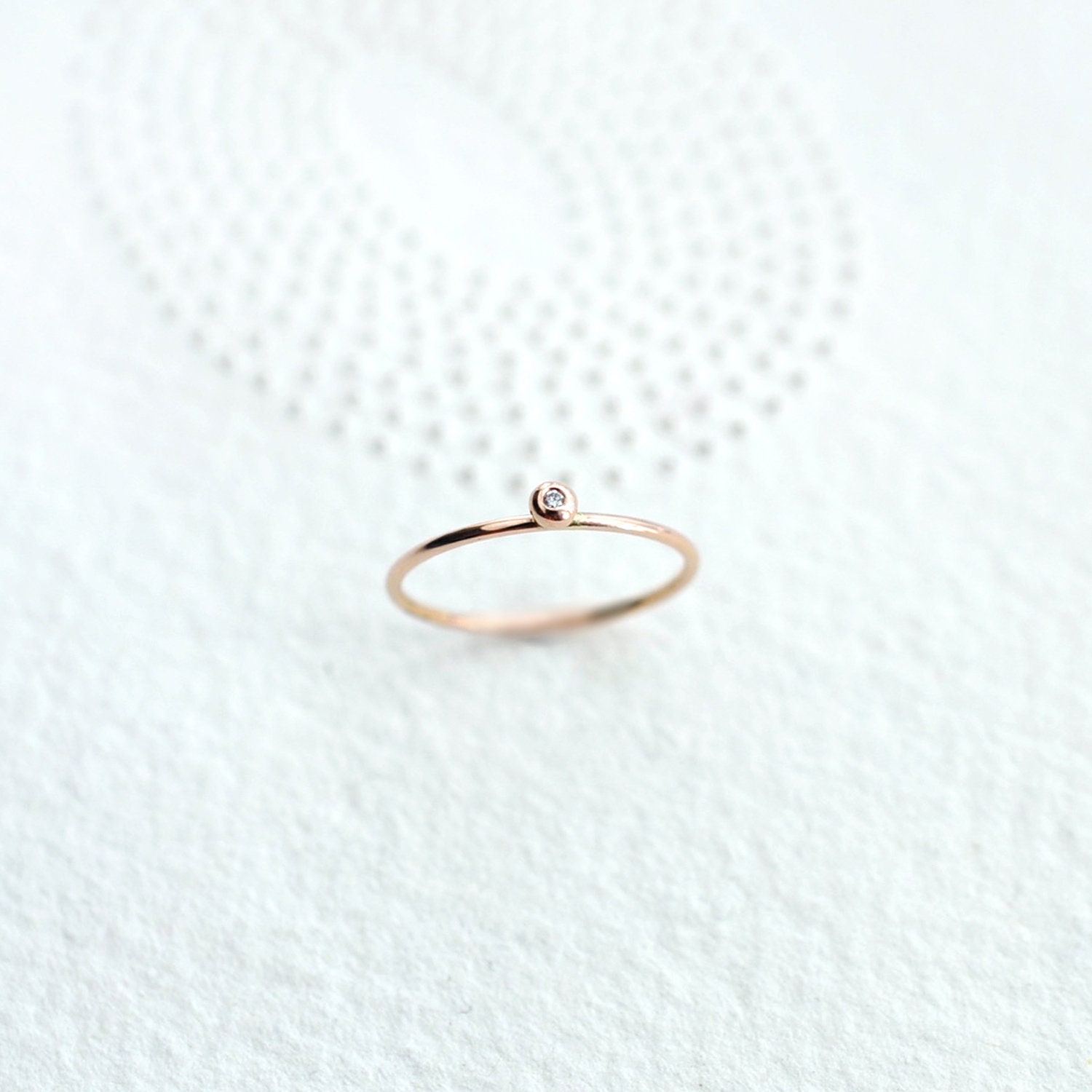 Tiny Diamond Solitaire 18kt Gold Ring - Etsy UK