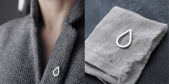 The Droplet brooch pin in solid silver - Etsy Nederland