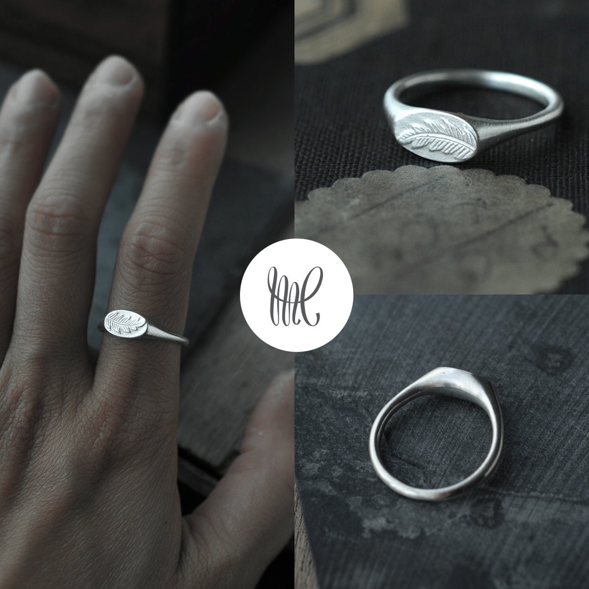 Silver Fern Signet Chevaliere Ring | Etsy