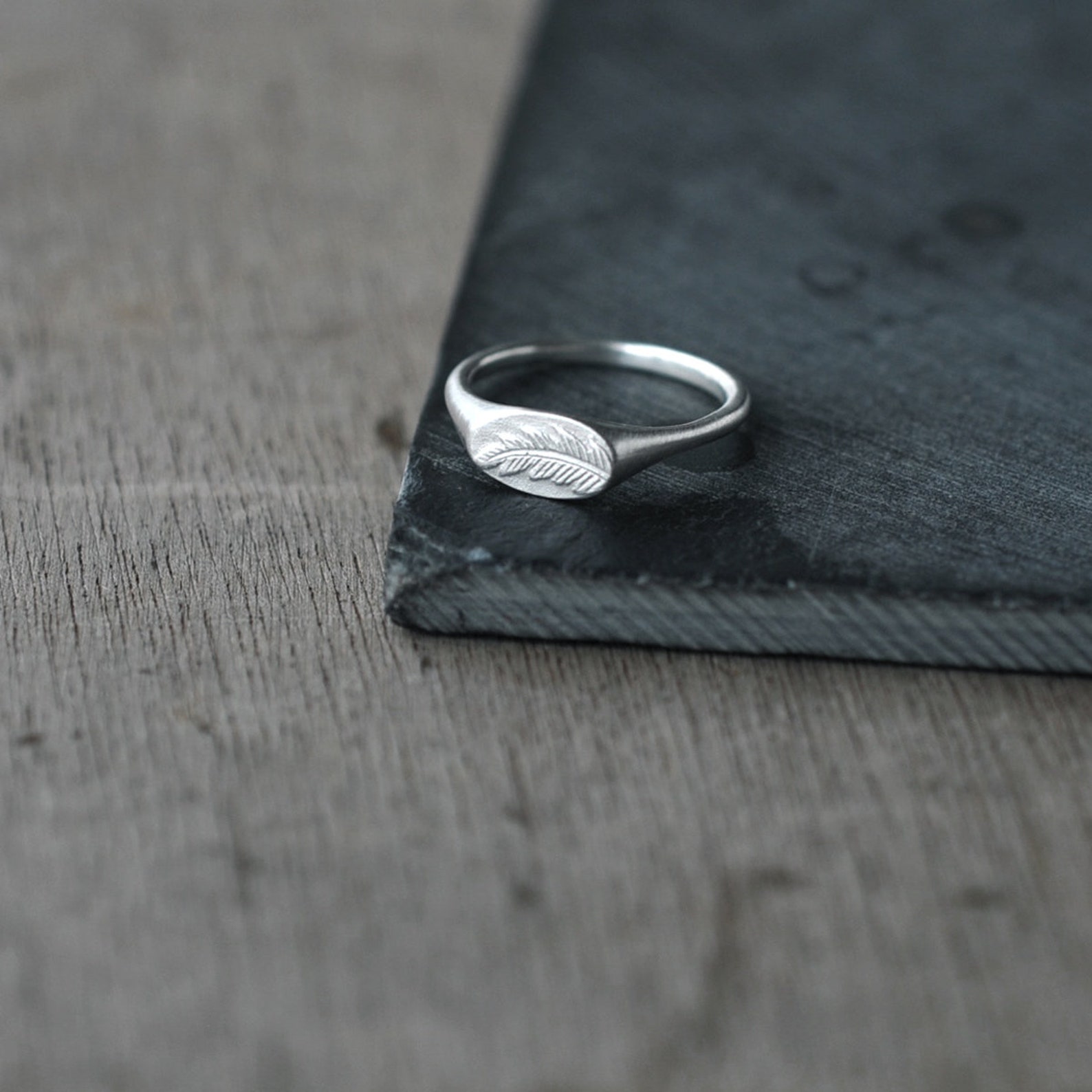 Silver Fern Signet Chevaliere Ring | Etsy