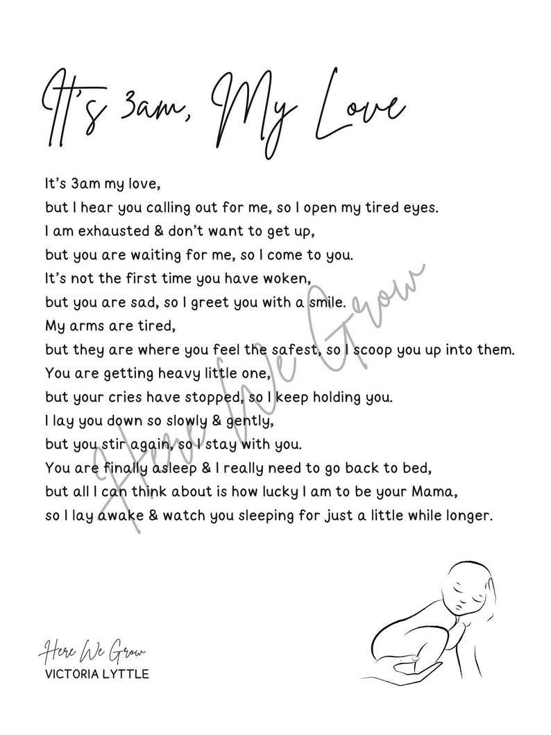 It's 3am My Love, Baby Sleep Poem - Etsy