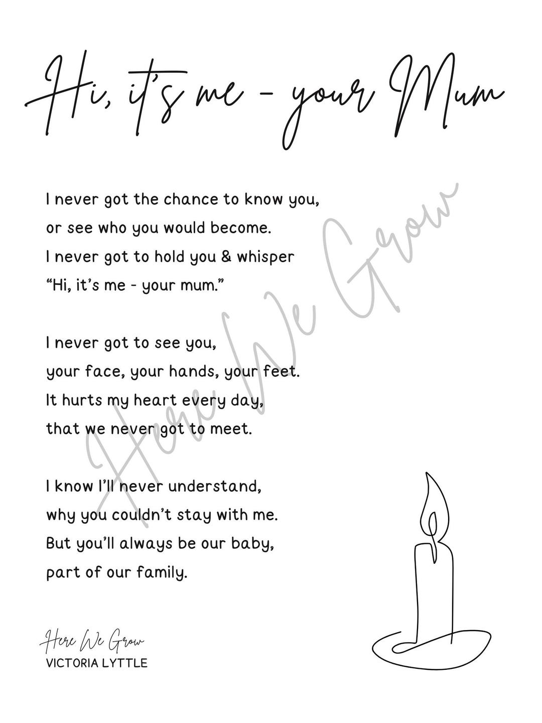 Hi It's Me - Your Mum, Baby Loss Poem - Etsy