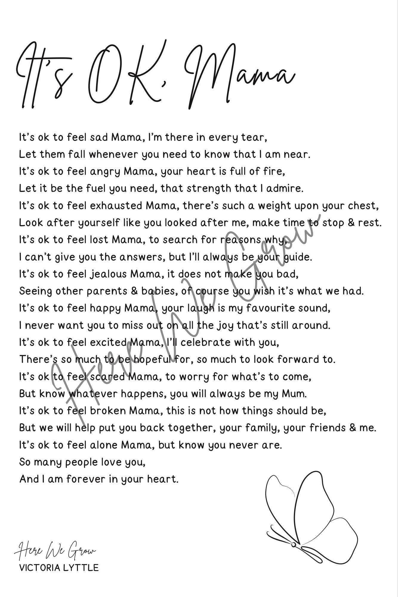 It’s Ok Mama, Baby Loss Poem - Etsy