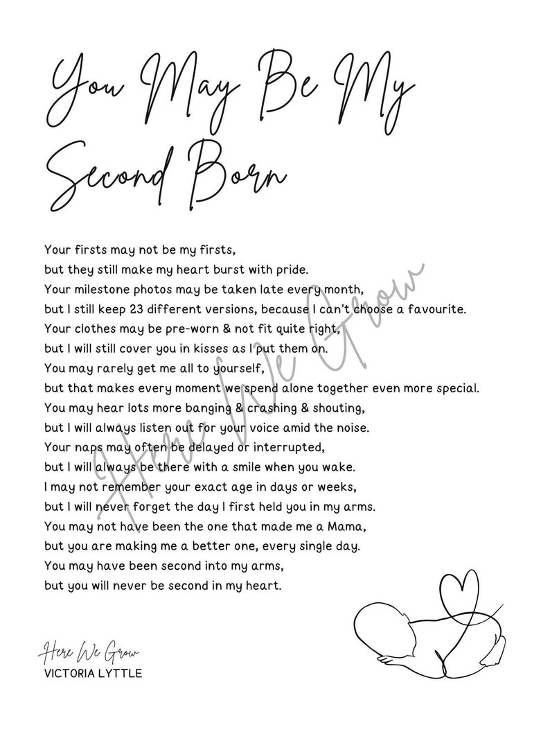 You May Be My Second Born, Motherhood Poem - Etsy