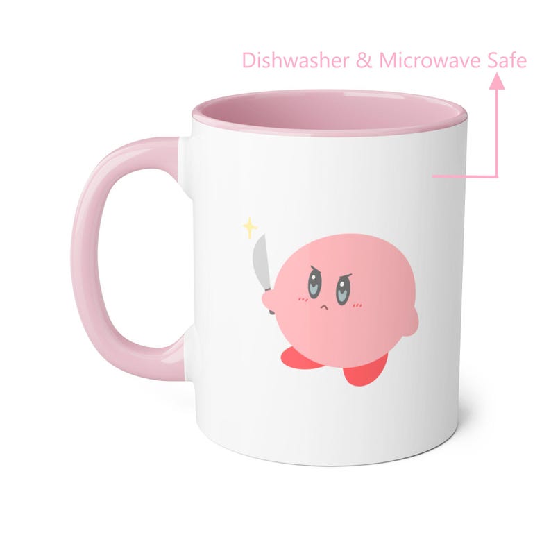 Kirby With a Knife, Cute Kirby Mug, 11oz Ceramic Mug, Kirby Mug ...