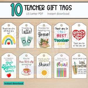 Teacher Gift Tags, Gift Tag Bundle, Teacher Appreciation Week, Teacher ...