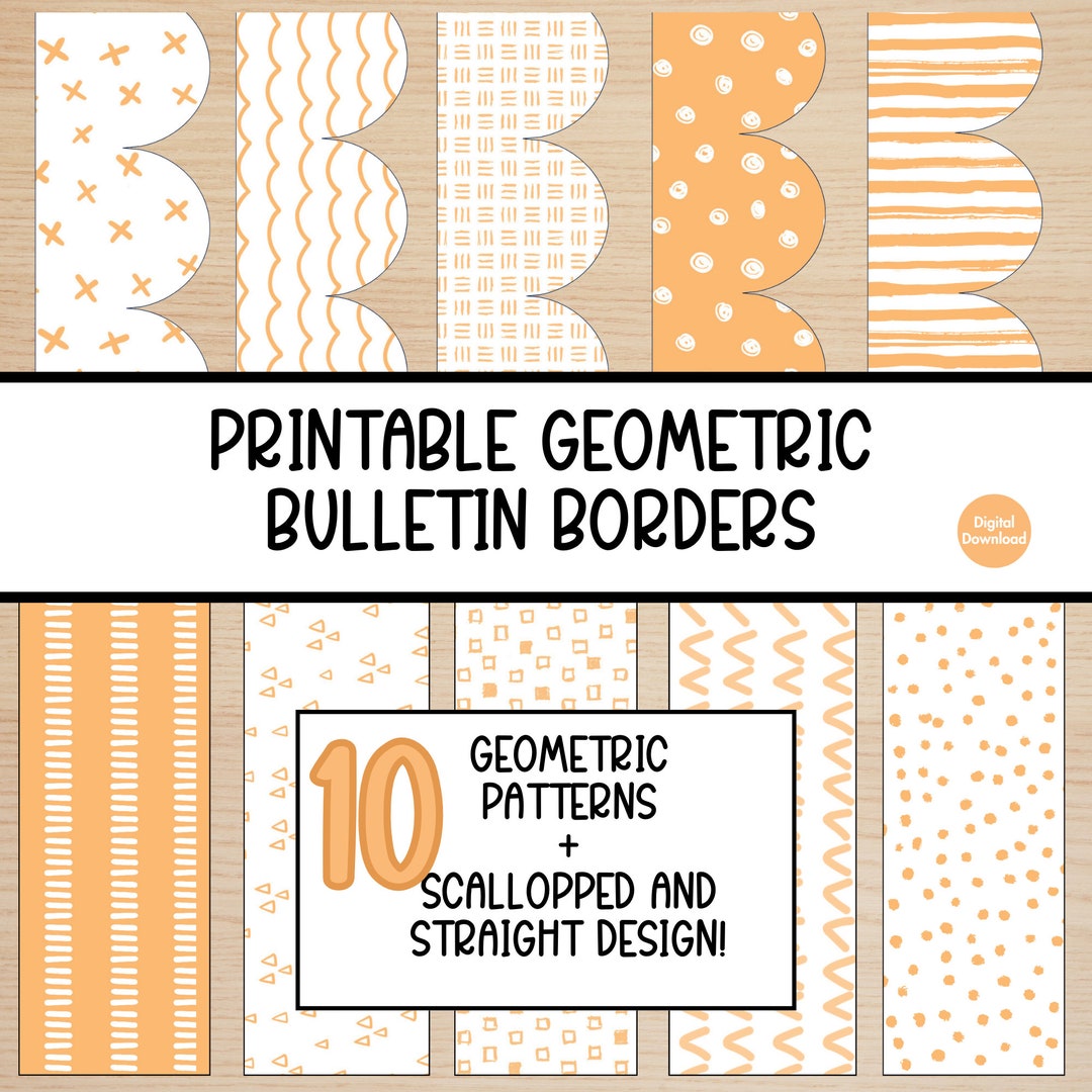 Printable Geometric Bulletin Board Borders, Digital PDF for Classroom ...