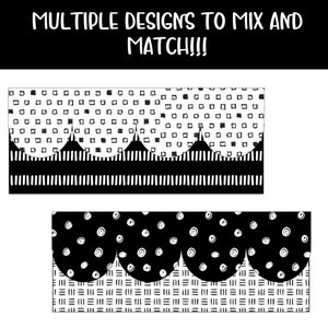 Black and White Bulletin Board Border, Geometric Bulletin Board Boarder ...