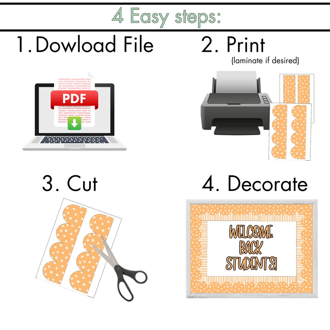 Printable Geometric Bulletin Board Borders, Digital PDF for Classroom ...