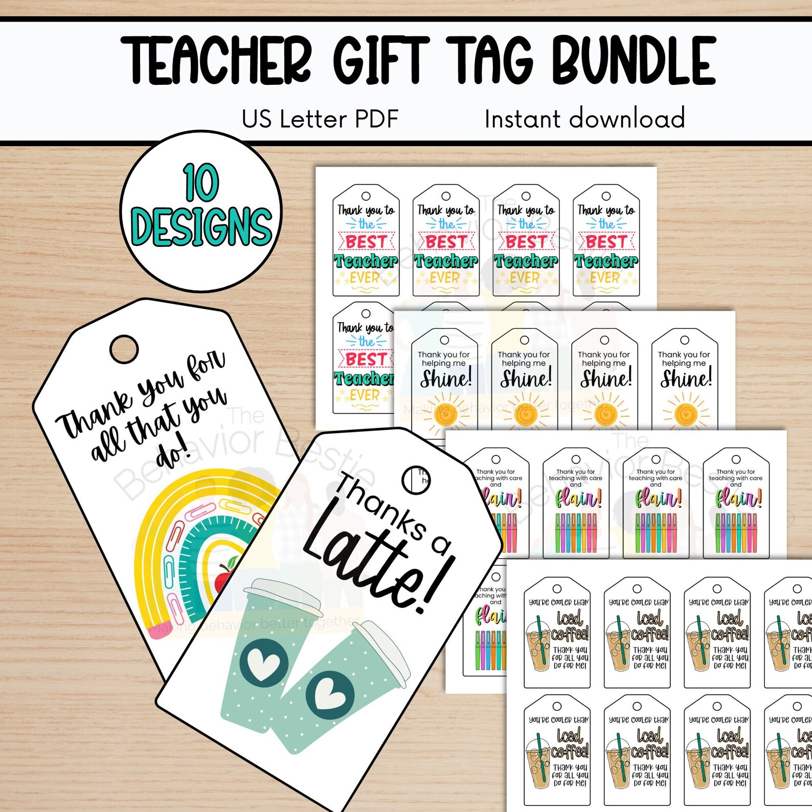 Teacher Gift Tags, Gift Tag Bundle, Teacher Appreciation Week, Teacher ...