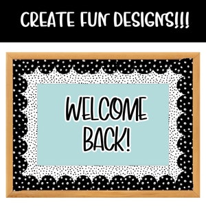 Black and White Bulletin Board Border, Geometric Bulletin Board Boarder ...