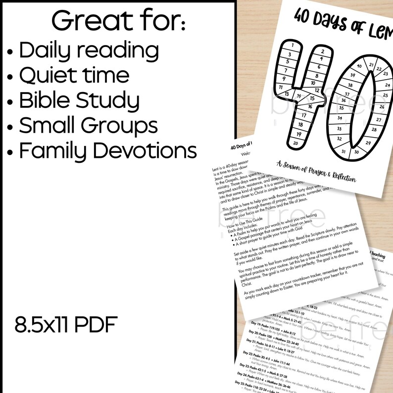 40 Days of Lent Printable Tracker + Scripture & Prayer Guide | Lenten ...