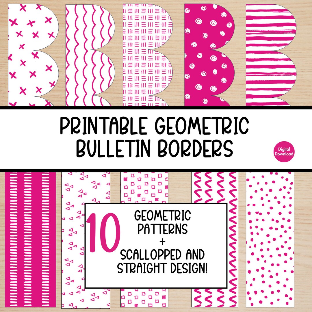 Printable Geometric Bulletin Board Borders, Digital PDF for Classroom ...