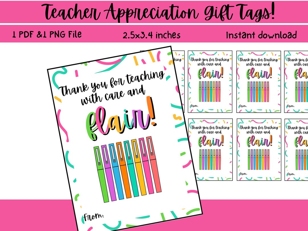 Printable Teacher Appreciation Gift Tags | Teacher Appreciation Thank ...