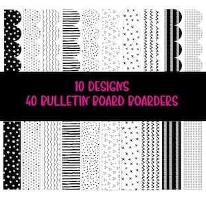 Black and White Bulletin Board Border, Geometric Bulletin Board Boarder ...