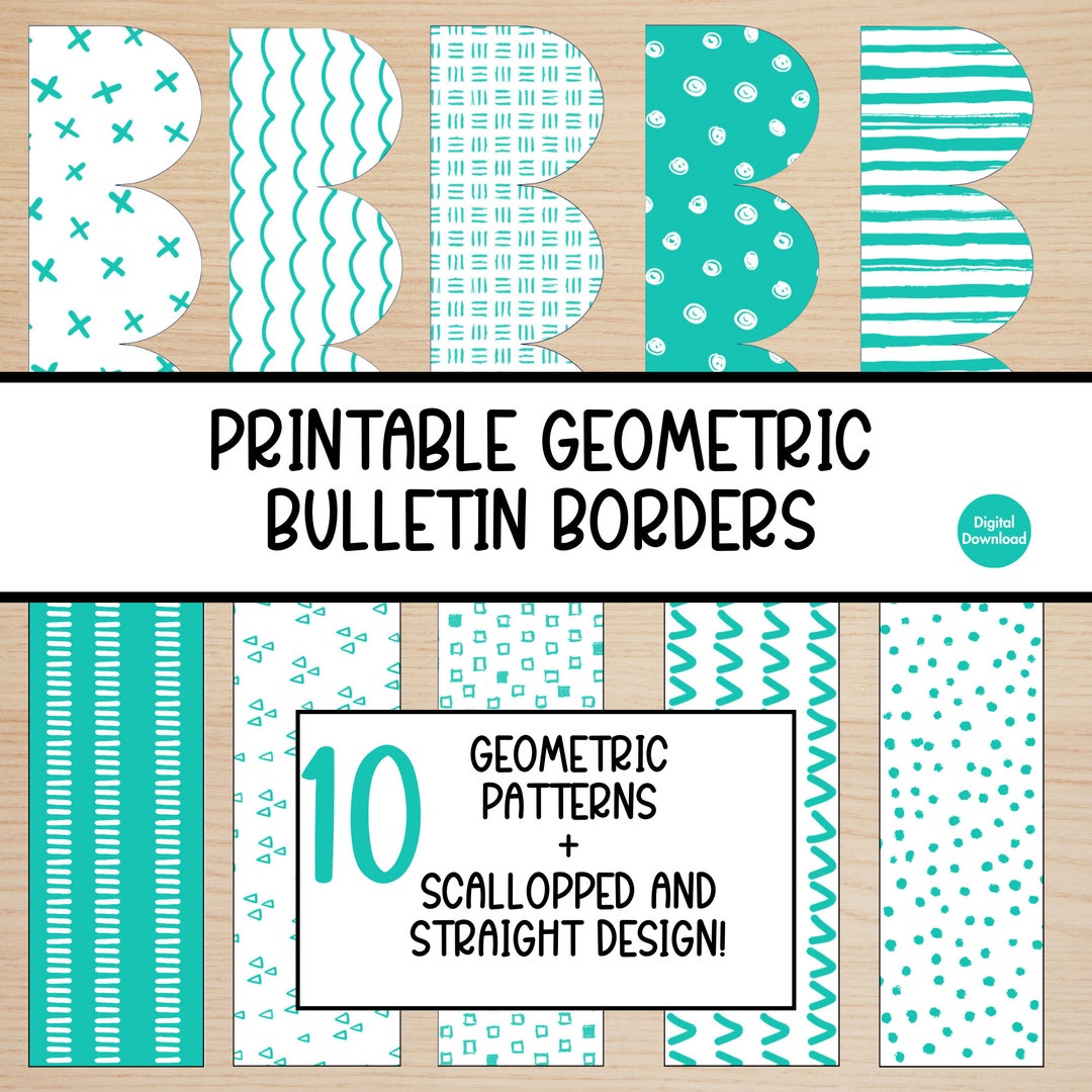Printable Geometric Bulletin Board Borders, Digital PDF for Classroom ...