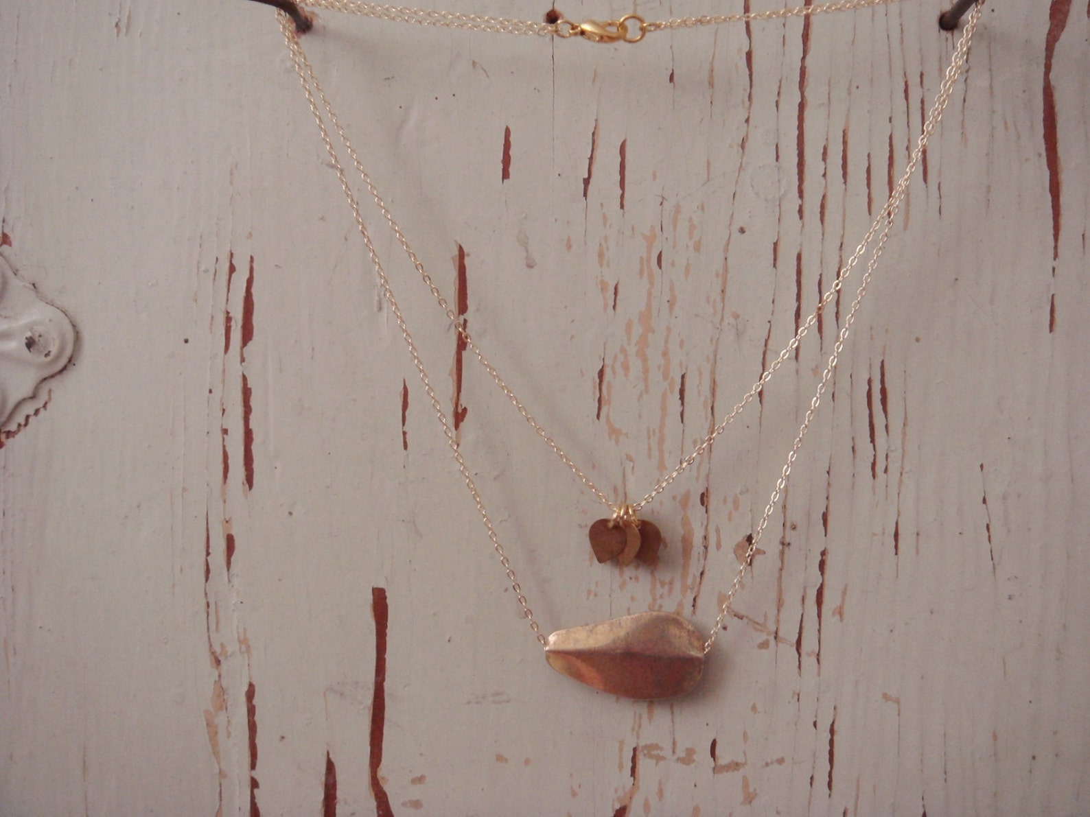 Two Tier Gold Bean and Triple Spade Necklace - Etsy